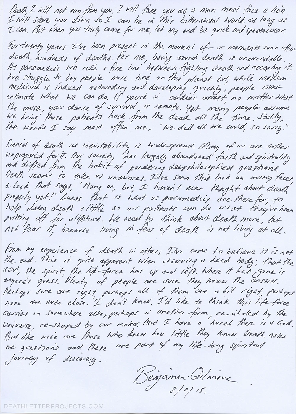 Benjamin Gilmour | Paramedic — The Death Letter Project