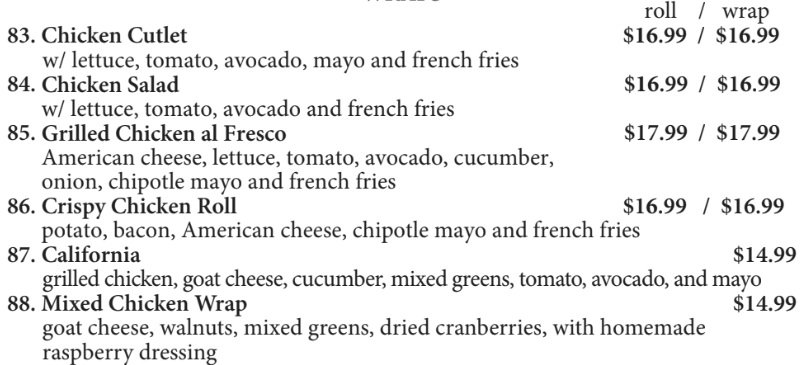 Menu — Maria's Kitchen