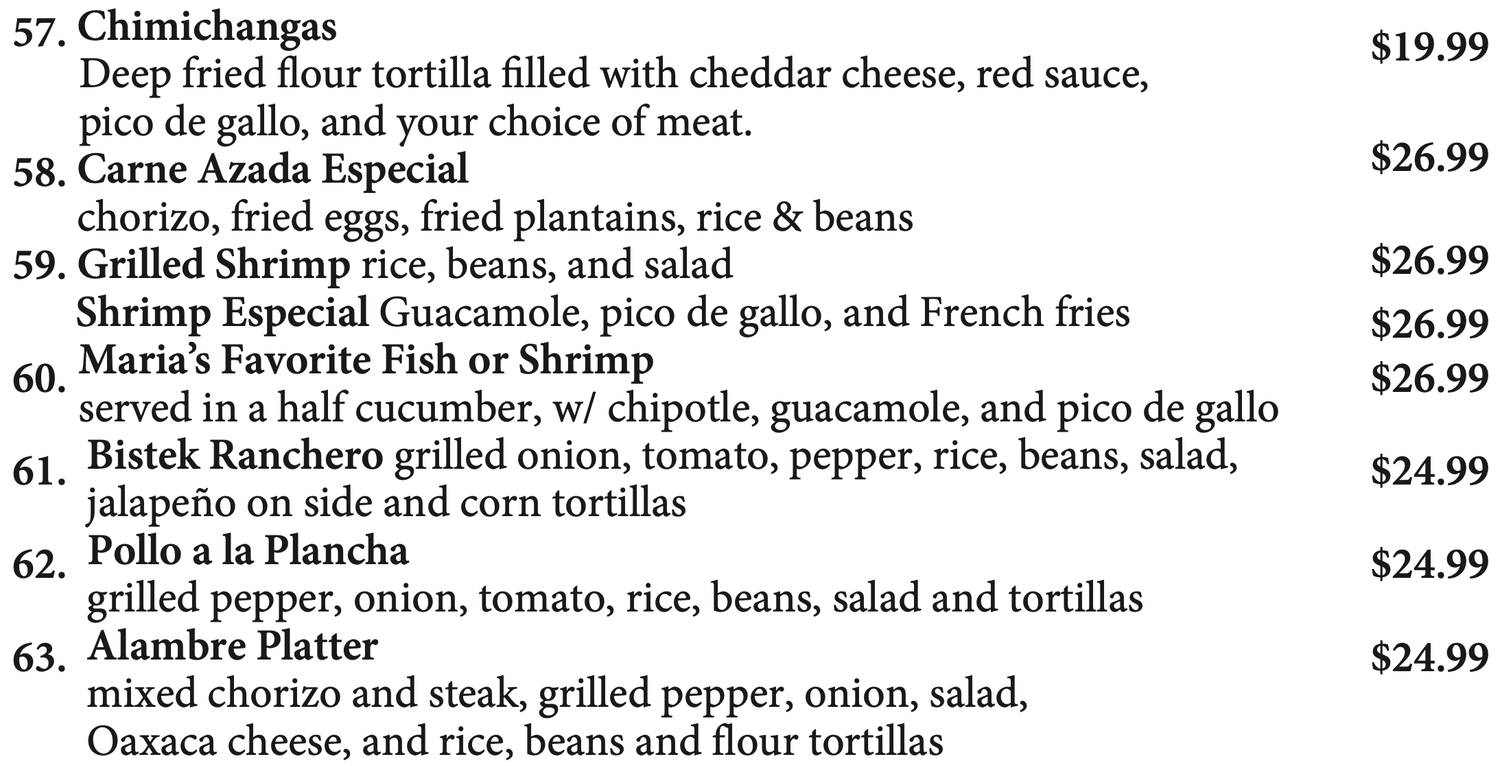 Menu — Maria's Kitchen