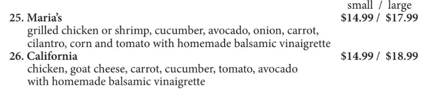 Menu — Maria's Kitchen