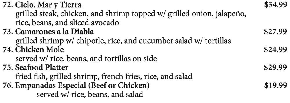 Menu — Maria's Kitchen