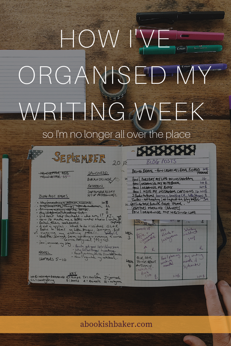 How I've organised my writing week (so I'm no longer all over the place ...