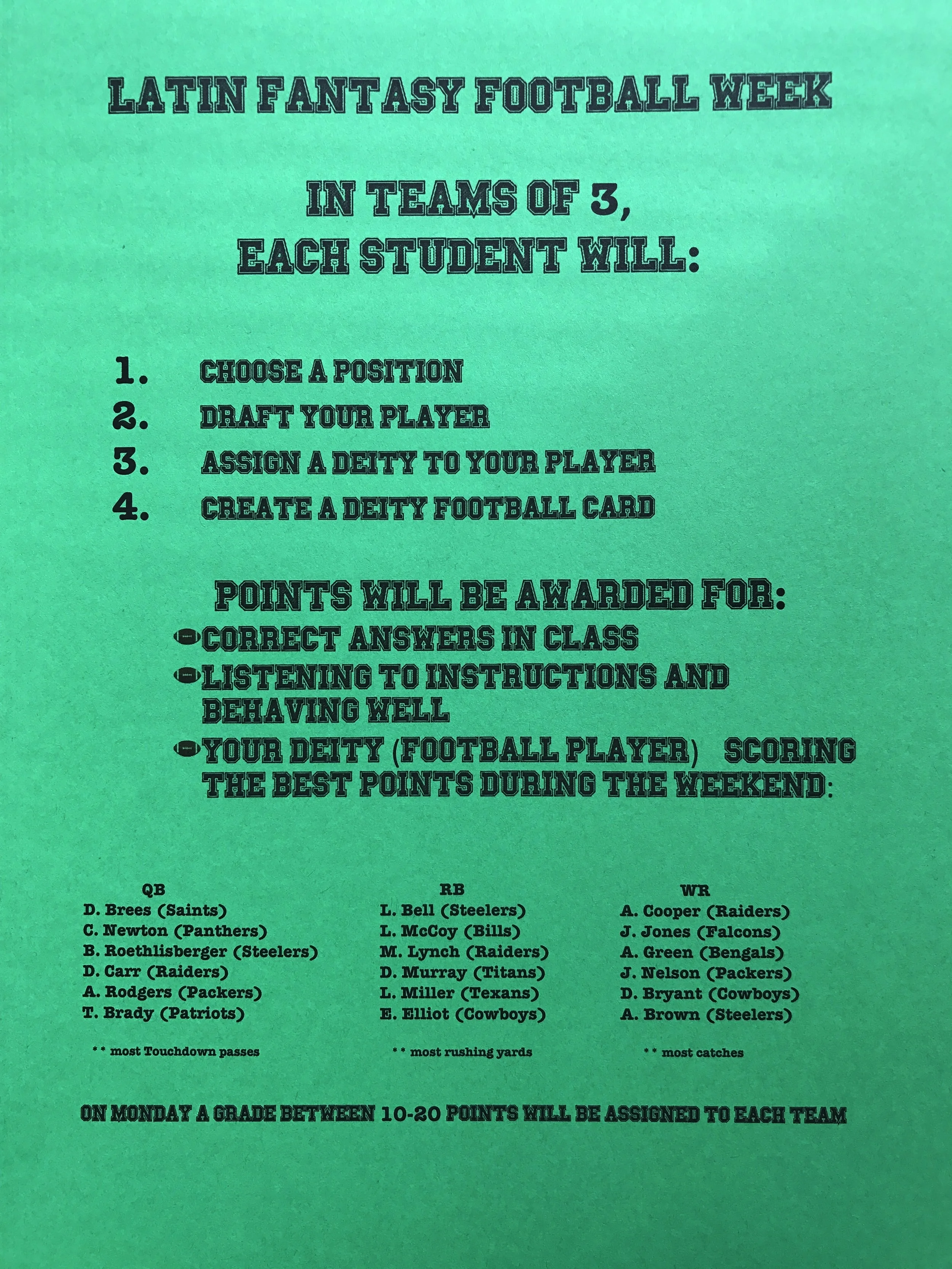 Fantasy Football in the Classroom — Amy Skillicorn