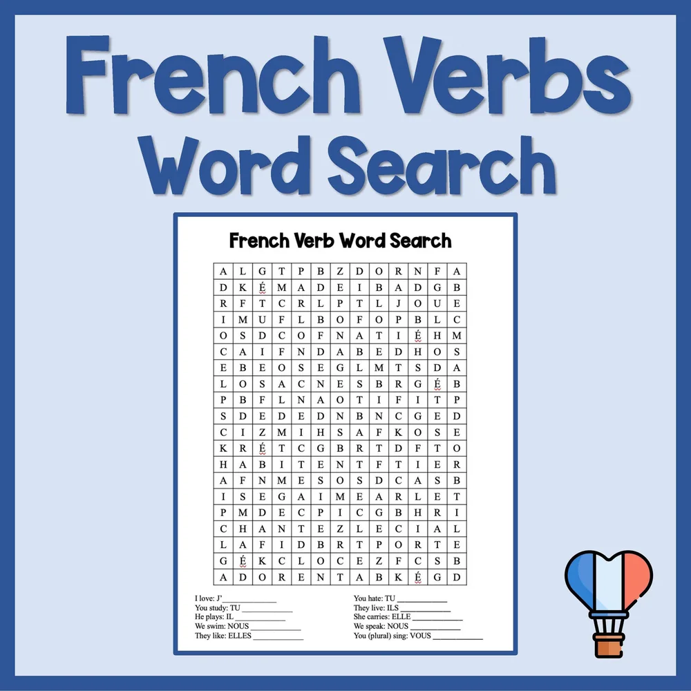 French Verb Game: Word Search and French Verb Video Game — Amy Skillicorn