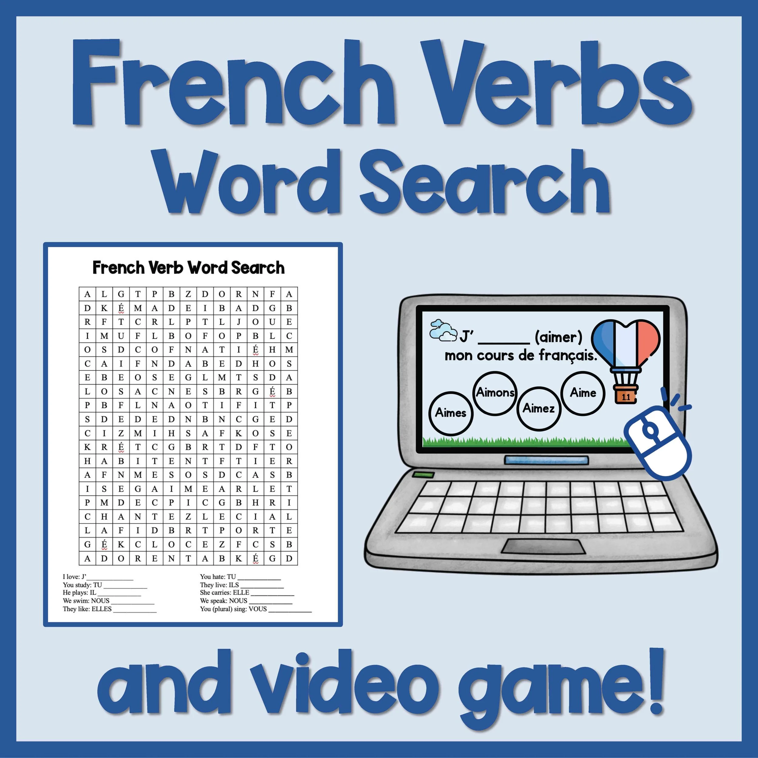 French Verb Game: Word Search and French Verb Video Game — Amy Skillicorn