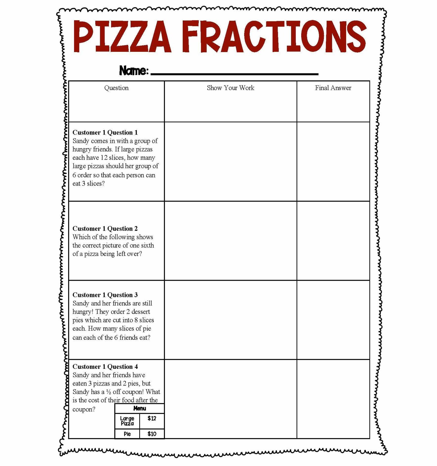 Pizza Fractions Game — Amy Skillicorn