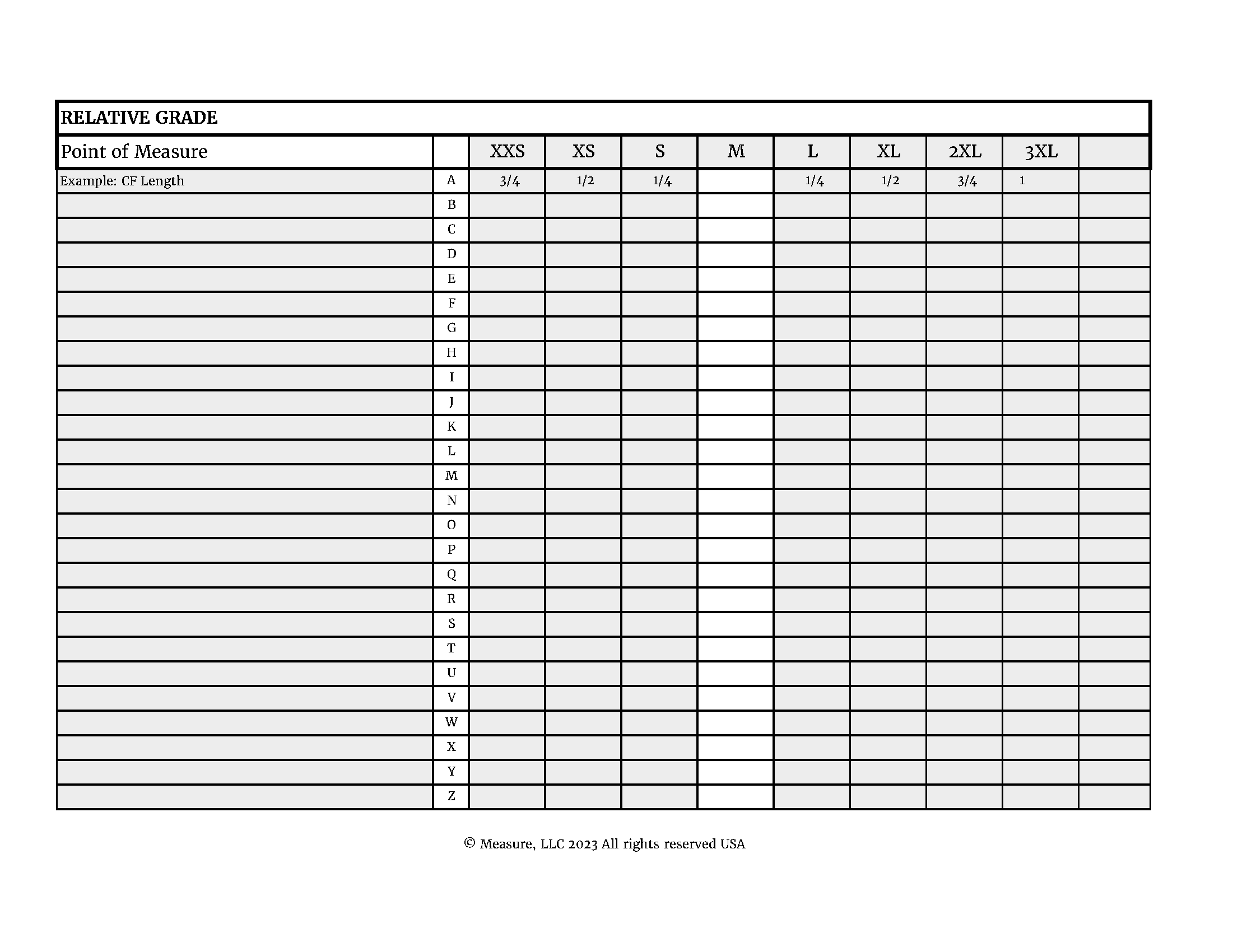 Grading Chart Template