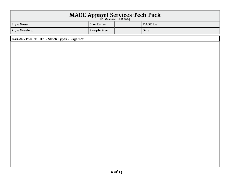 Clothing manufacturer Tech Pack Template and Consultation Sessions ...