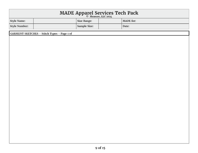 Clothing manufacturer Tech Pack Template and Consultation Sessions ...