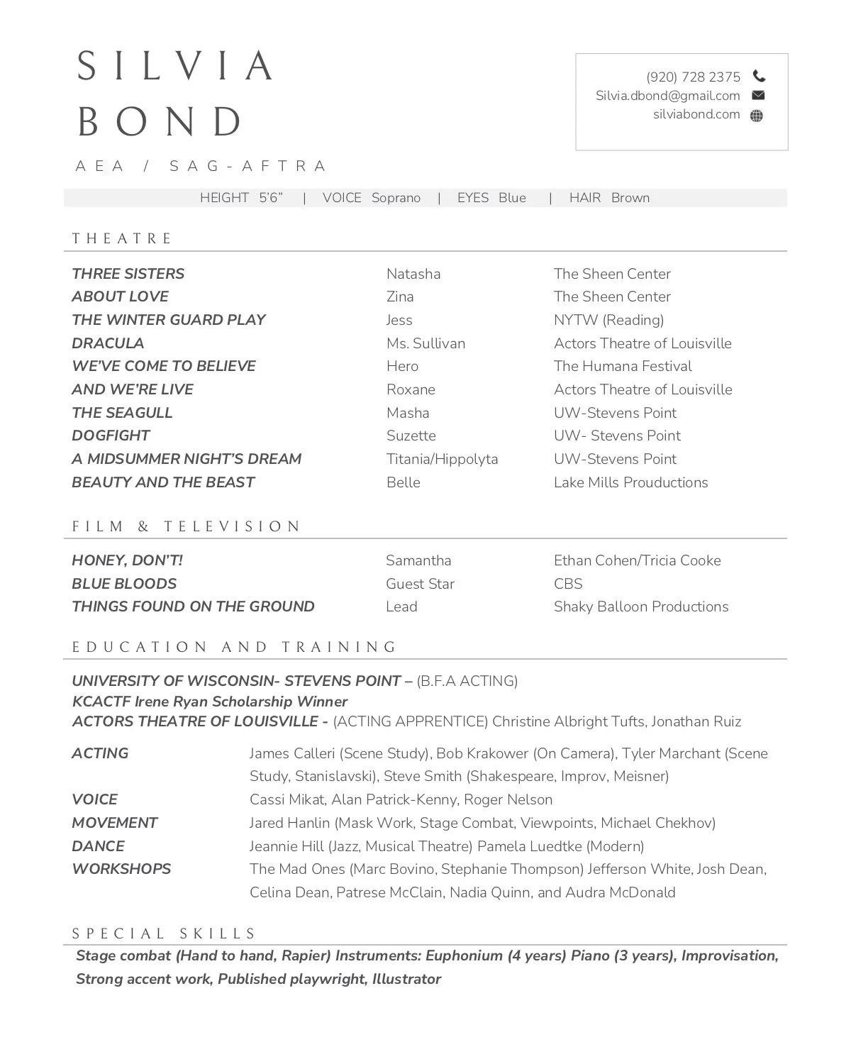 Resume — SILVIA BOND