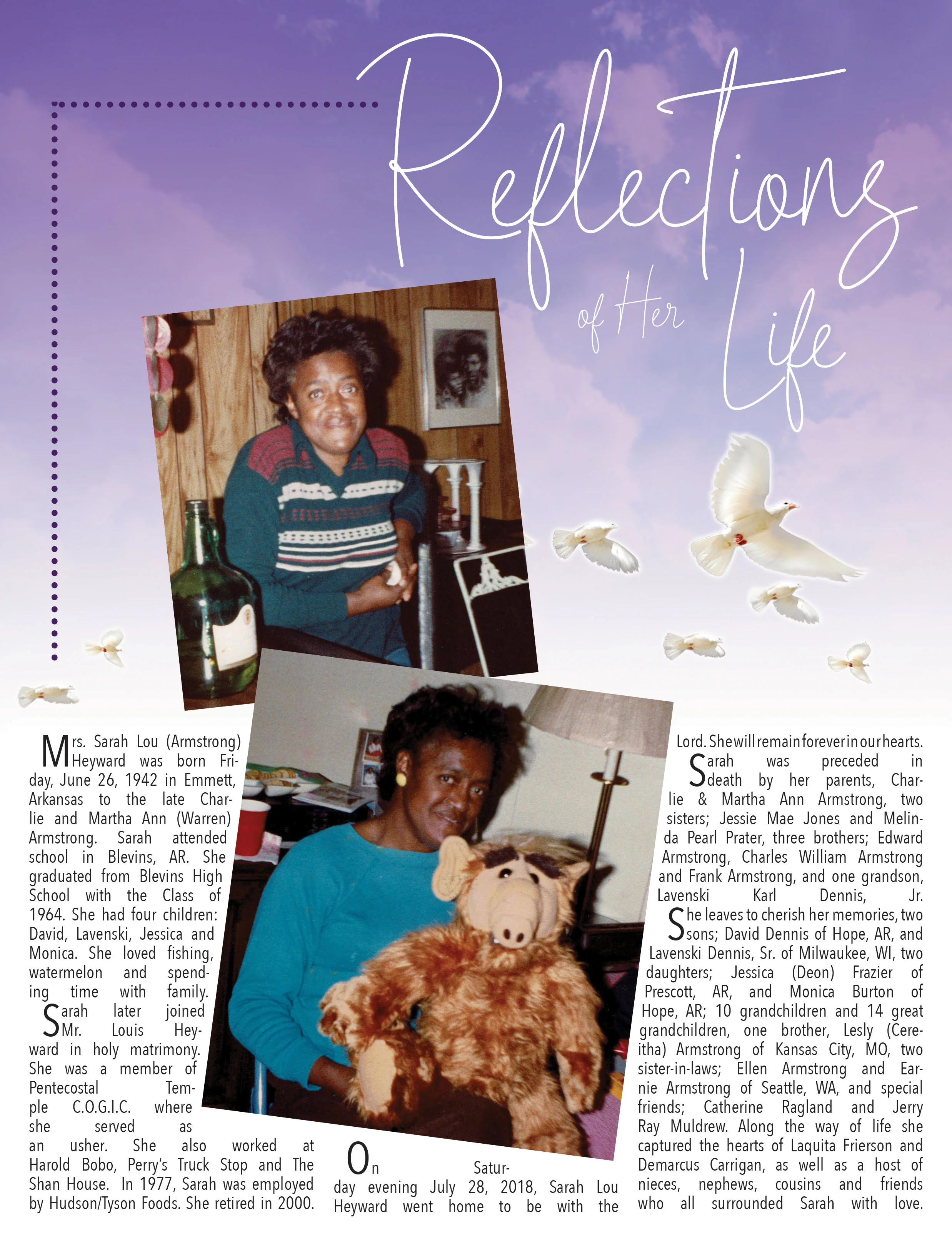 Sarah Heyward — McFadden & Hitchye Funeral Enterprises