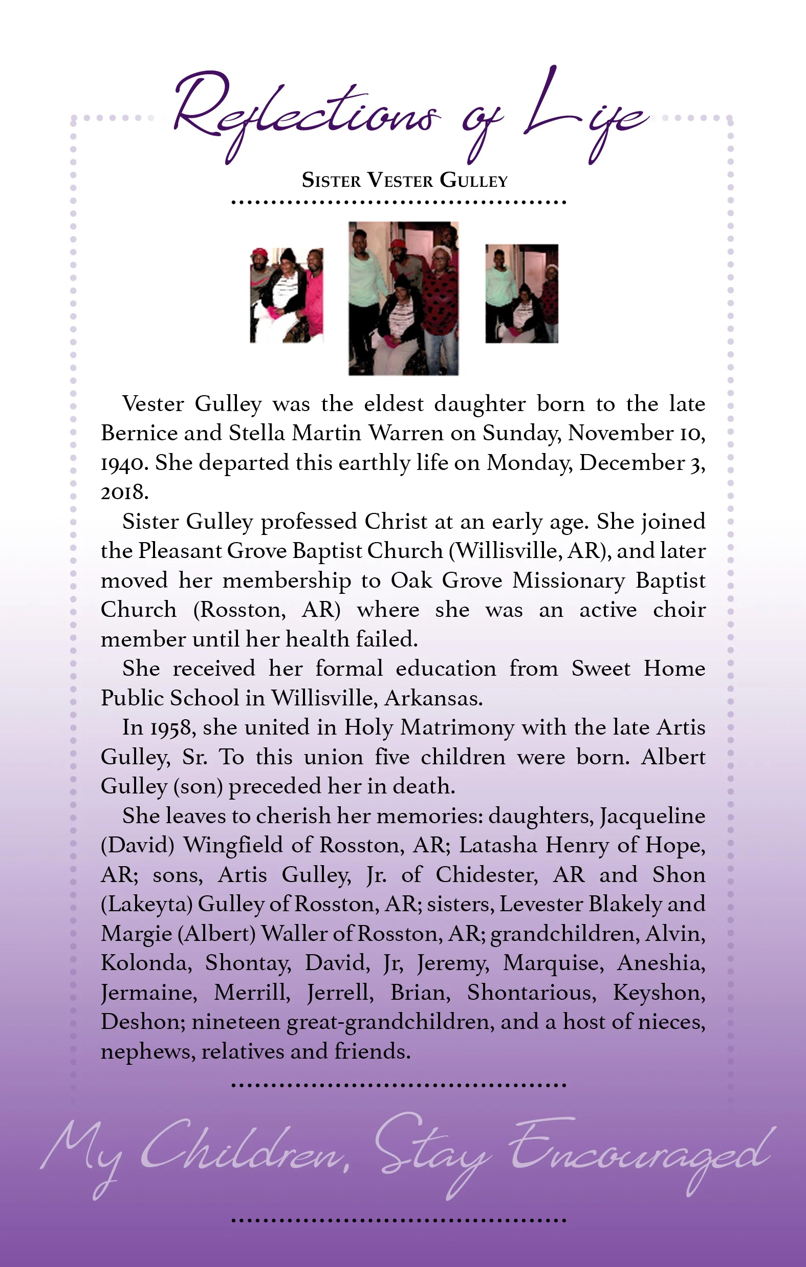 Vester Mae Warren-Gulley — McFadden & Hitchye Funeral Enterprises