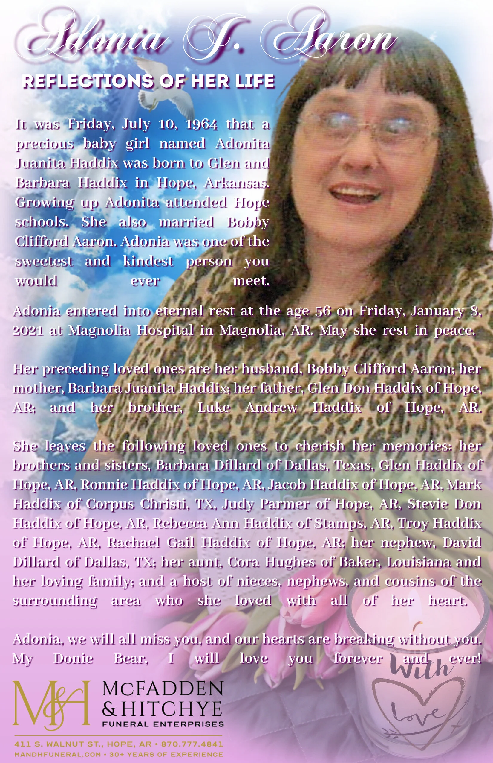 Adonia J. Aaron — McFadden & Hitchye Funeral Enterprises