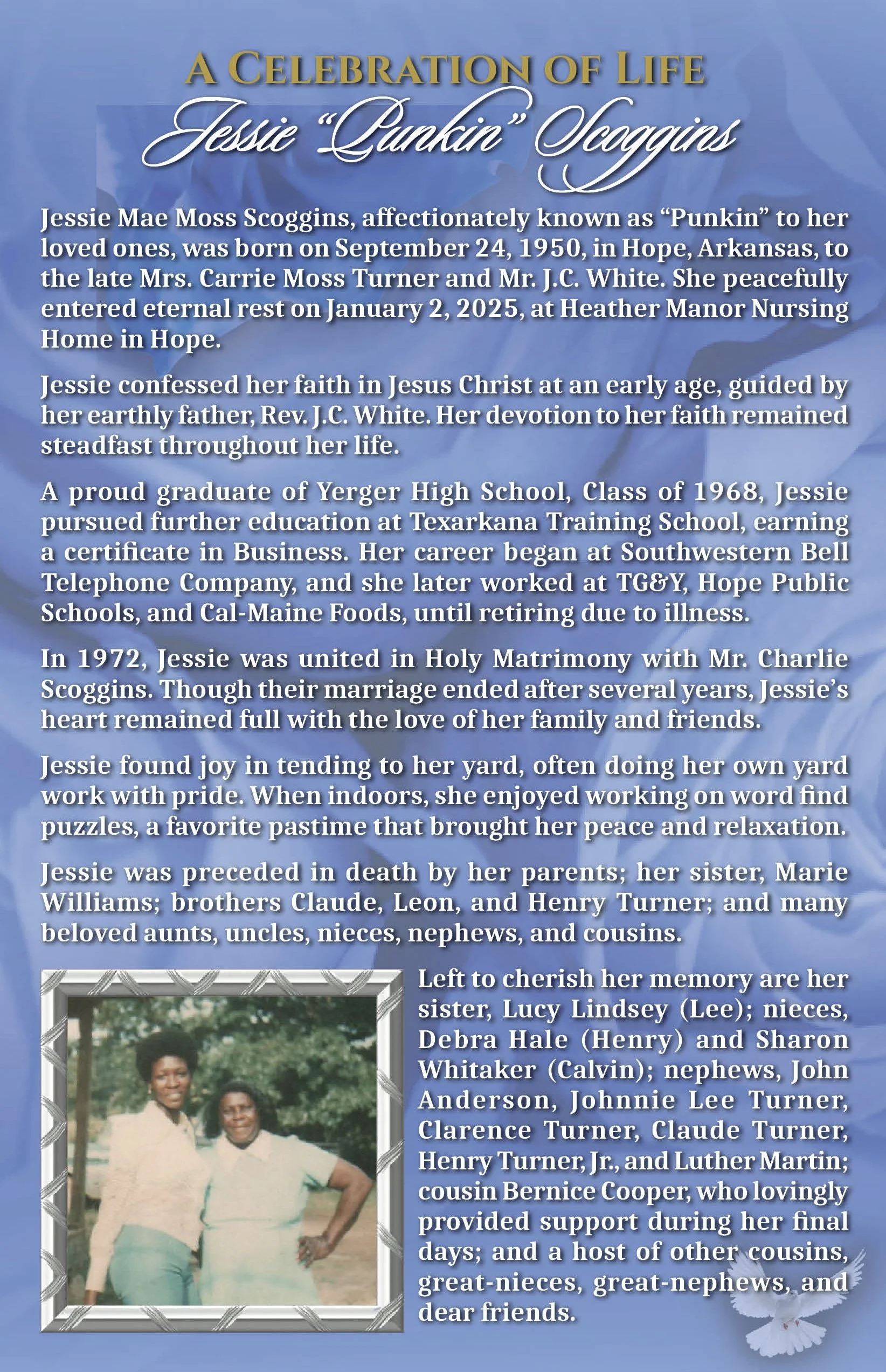 Jessie "Punkin" Scoggins — McFadden & Hitchye Funeral Enterprises