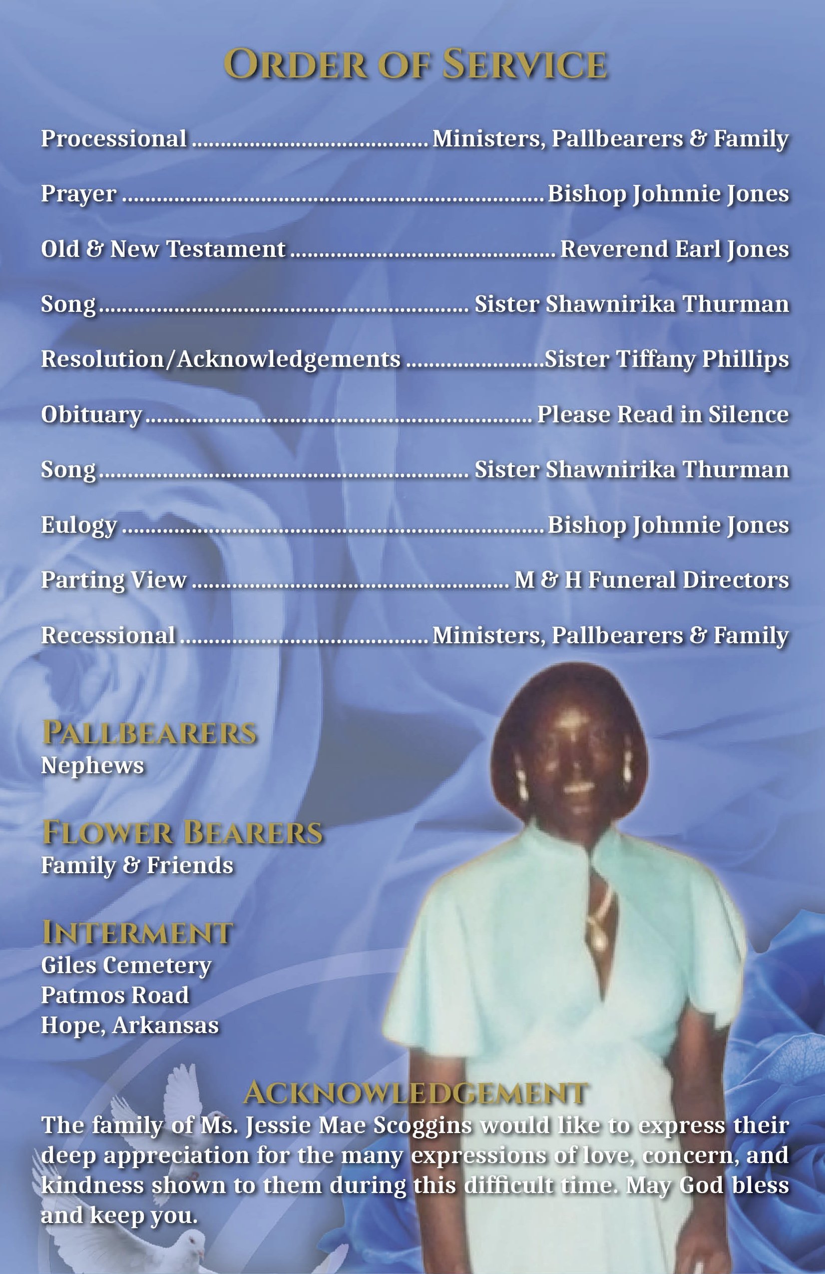 Jessie "Punkin" Scoggins — McFadden & Hitchye Funeral Enterprises