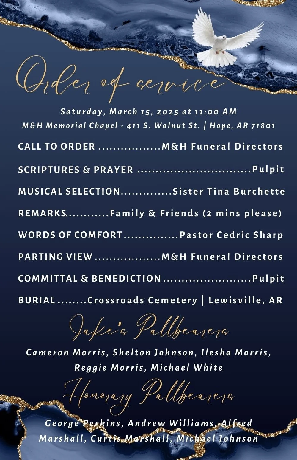WC Marshall Jr. — McFadden & Hitchye Funeral Enterprises