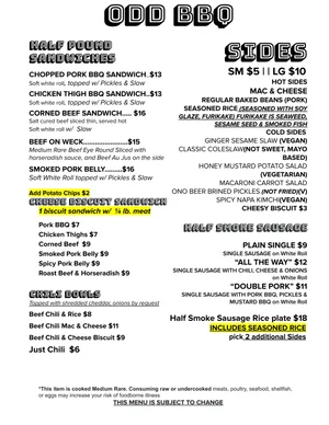 Menu — Odd BBQ