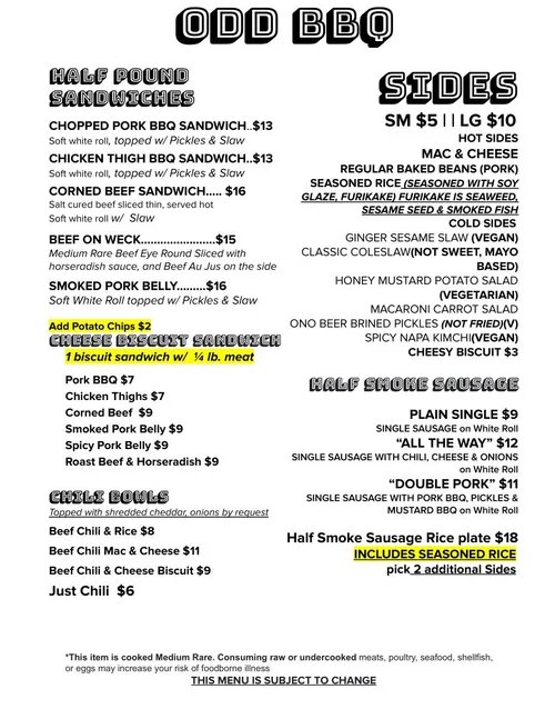 Menu — Odd BBQ