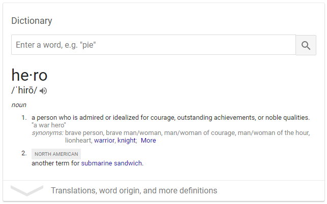 The Word Hero Definition