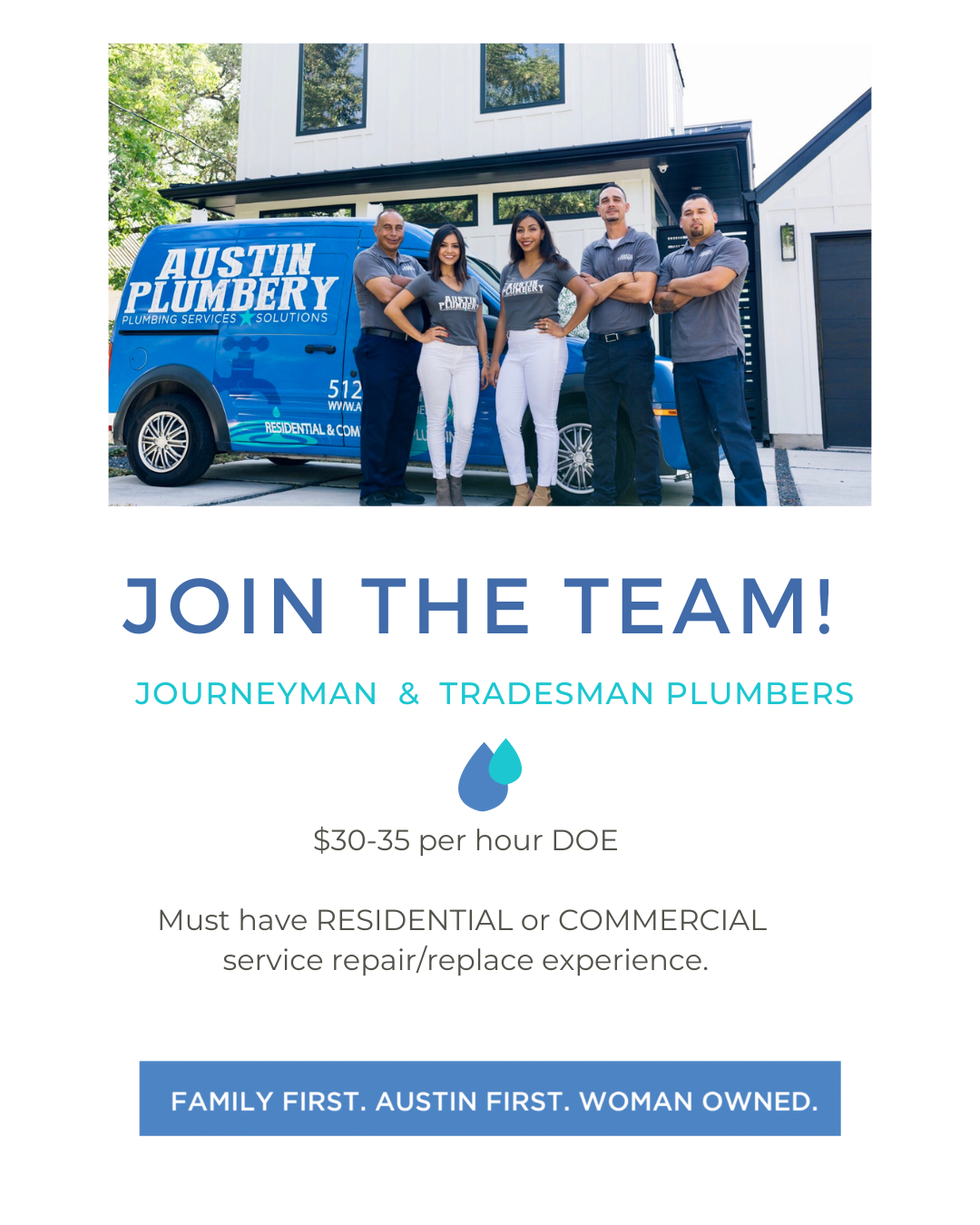 Now Hiring Plumbers — Austin Plumbery