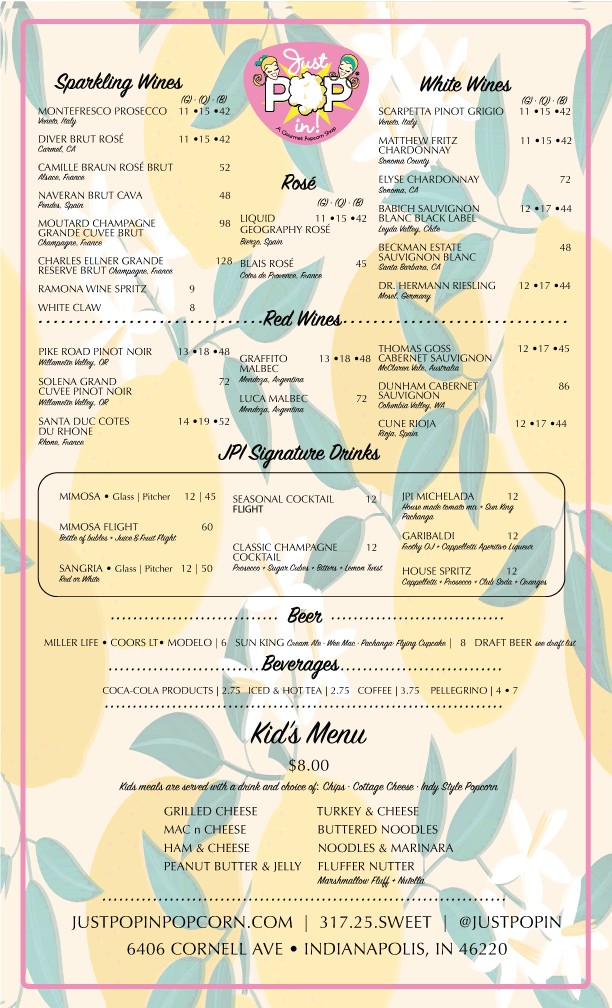 Cafe Menu — Just Pop In!