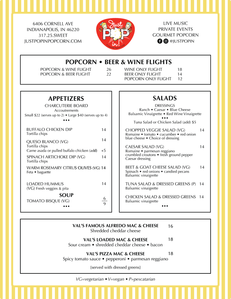 Popcorn Café Menu — Just Pop In!