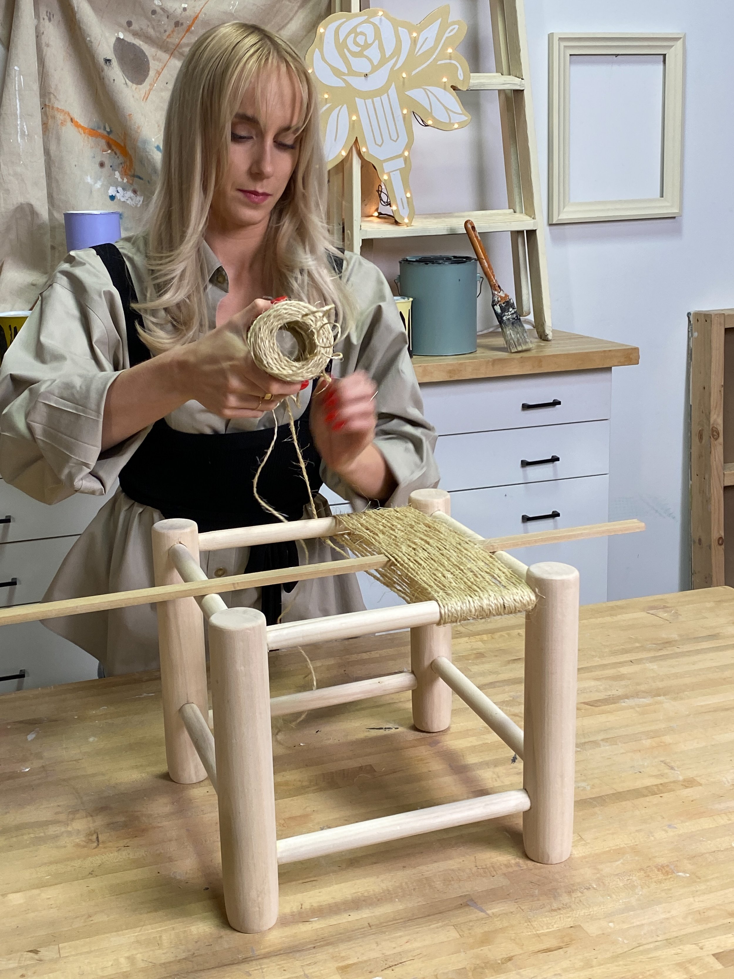 DIYing a Basket Weaved Wooden Stool — The Sorry Girls