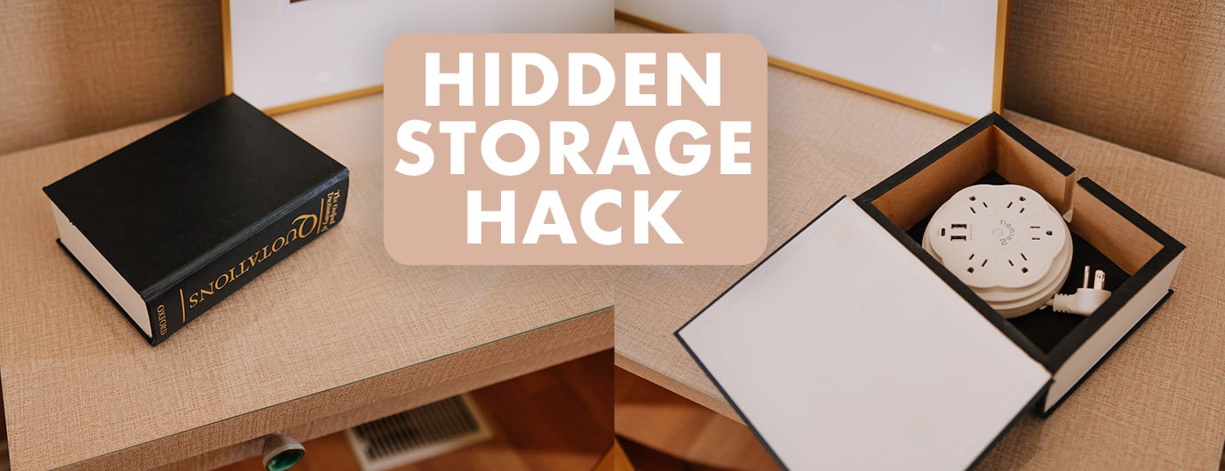 HIDDEN STORAGE HACK: Extension Cable in Book DIY — The Sorry Girls