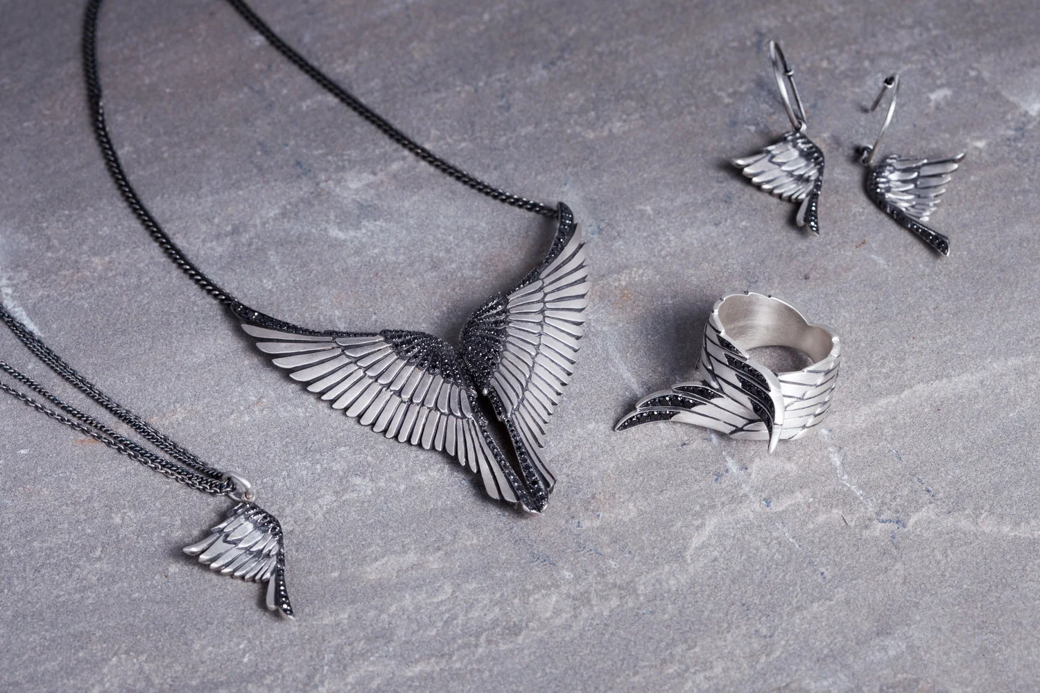 Black Diamond Flight necklace: rise up on wings like eagles