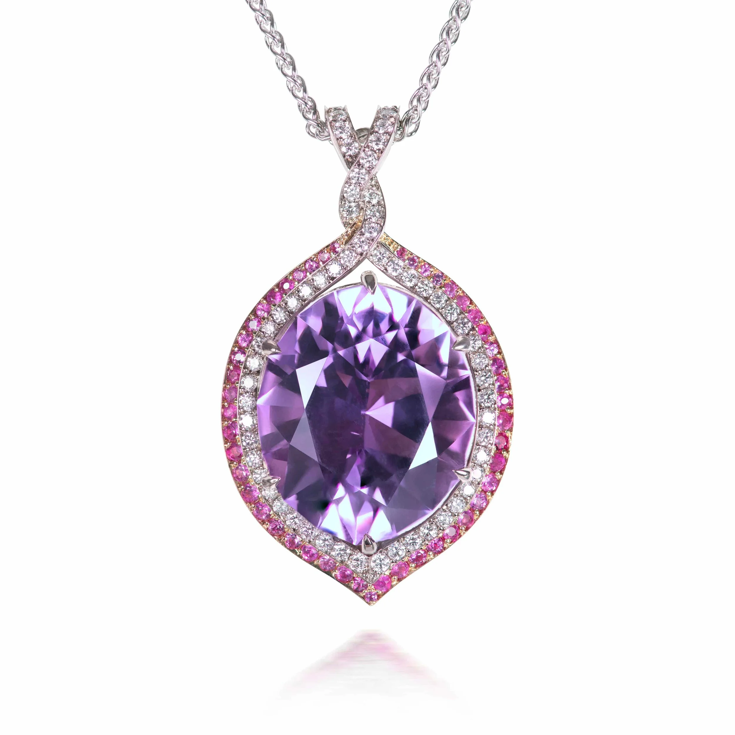 Design Story: Amethyst, diamond & pink sapphire necklace