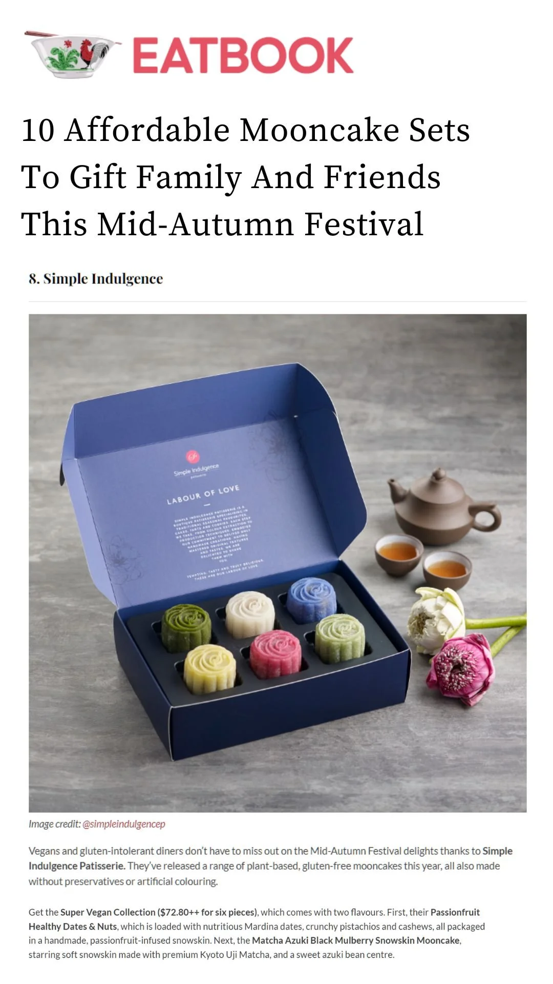 Simple Indulgence Patisserie | Real Food Real Flavours-Media Features