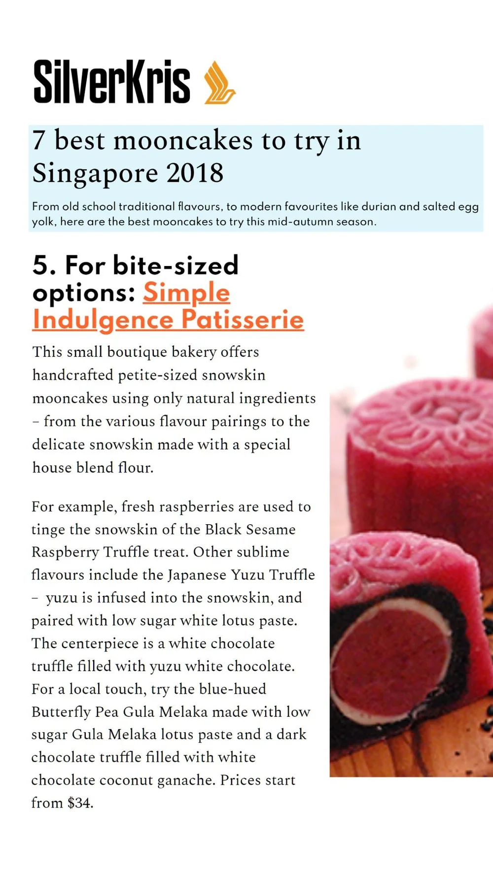 Simple Indulgence Patisserie | Real Food Real Flavours-Media Features