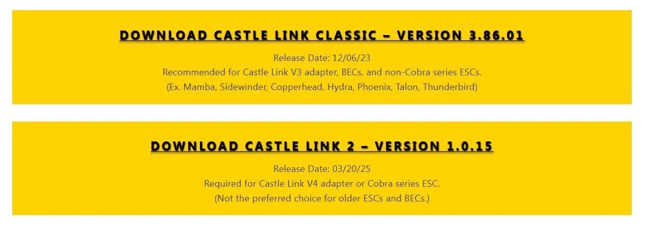 Castle Link Explained: Versions, Updates & Data Logs — Castle Homepage