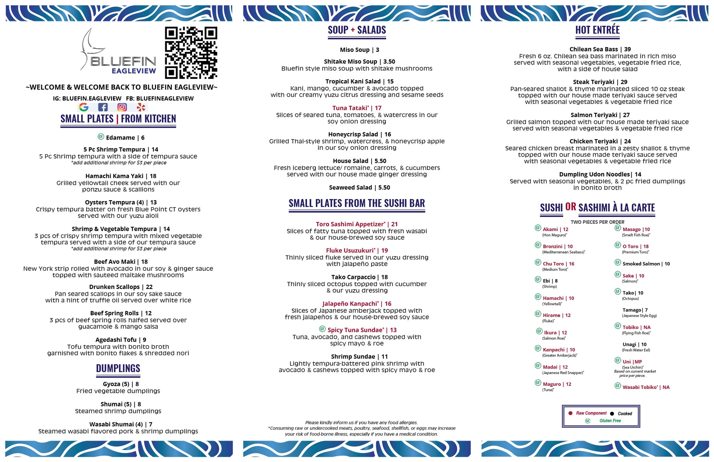 PLEASE SCROLL DOWN TO VIEW ALL MENUS — Bluefin Eagleview