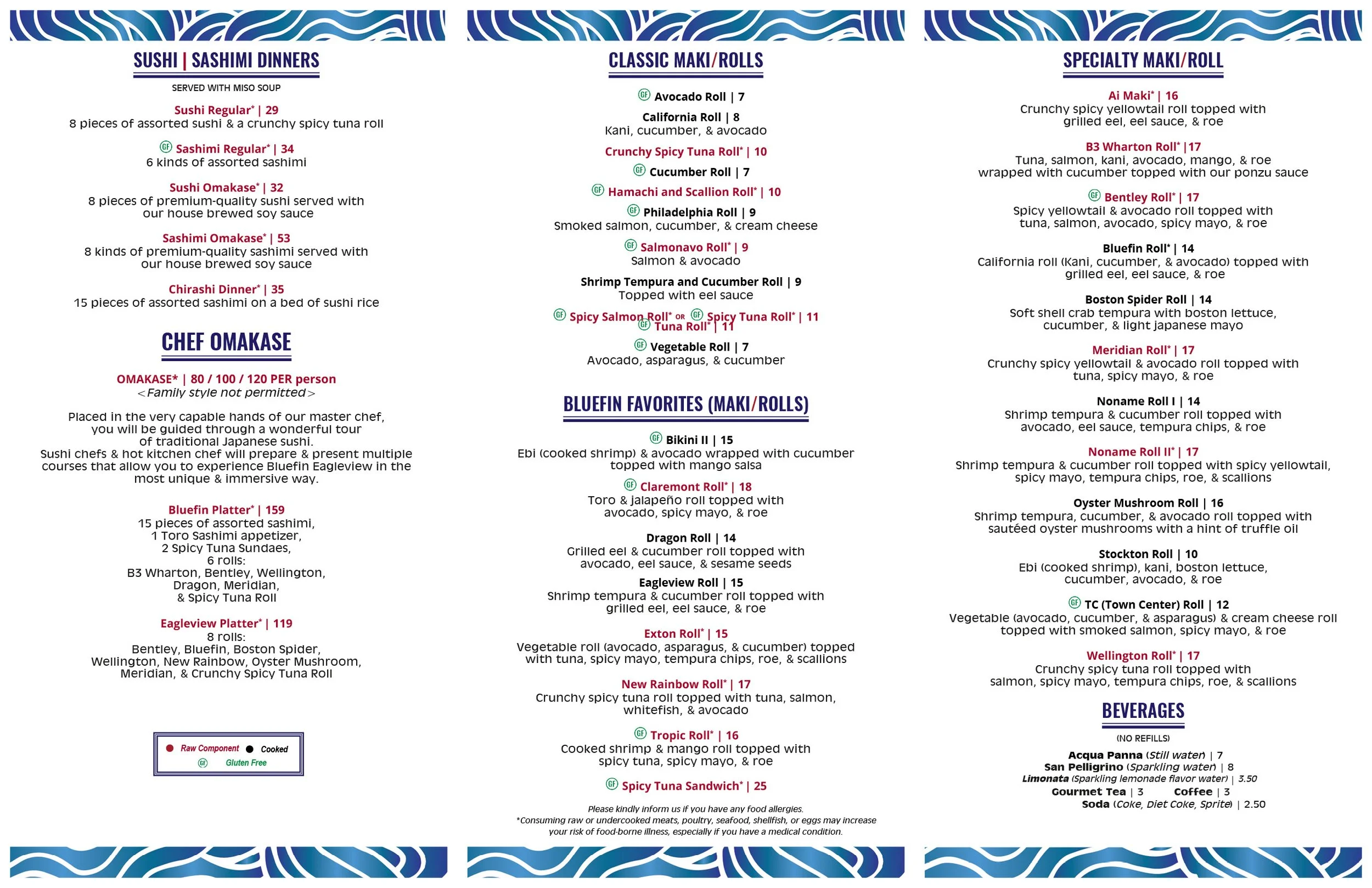 PLEASE SCROLL DOWN TO VIEW ALL MENUS — Bluefin Eagleview