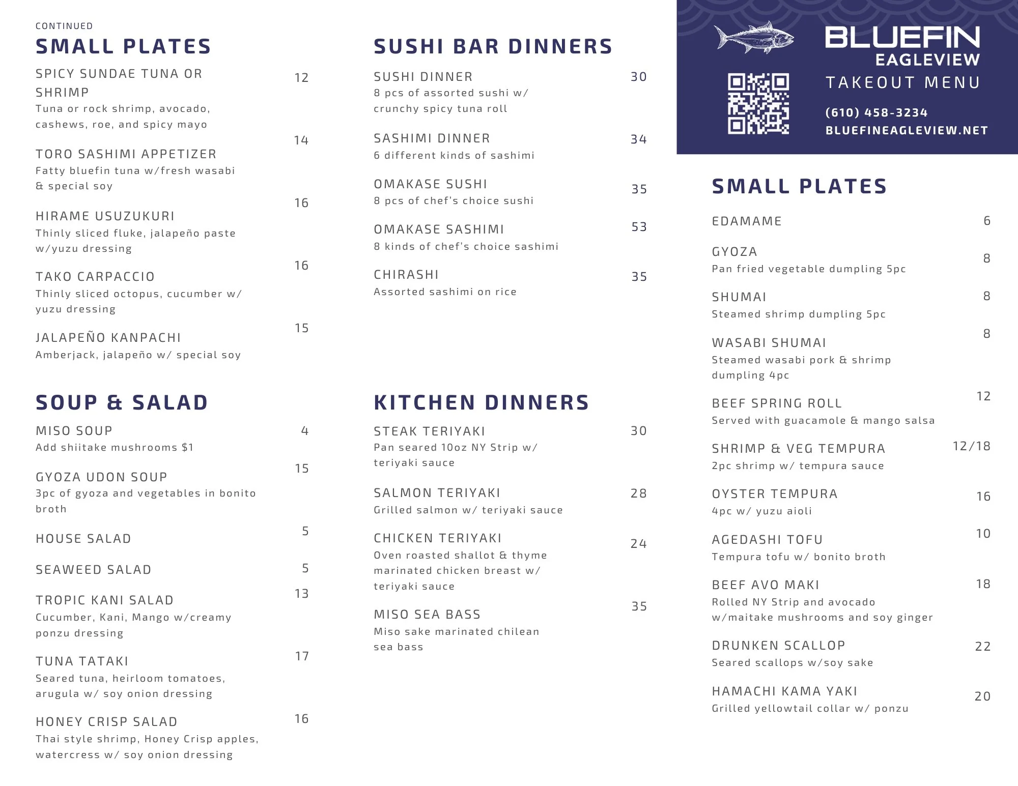PLEASE SCROLL DOWN TO VIEW ALL MENUS — Bluefin Eagleview