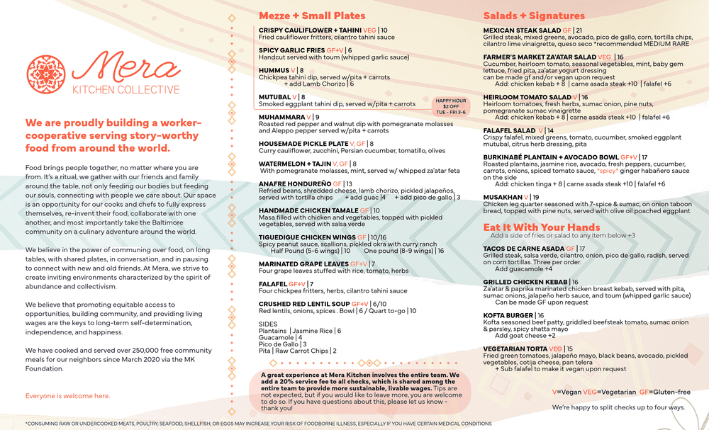 Current Menu — Mera Kitchen Collective