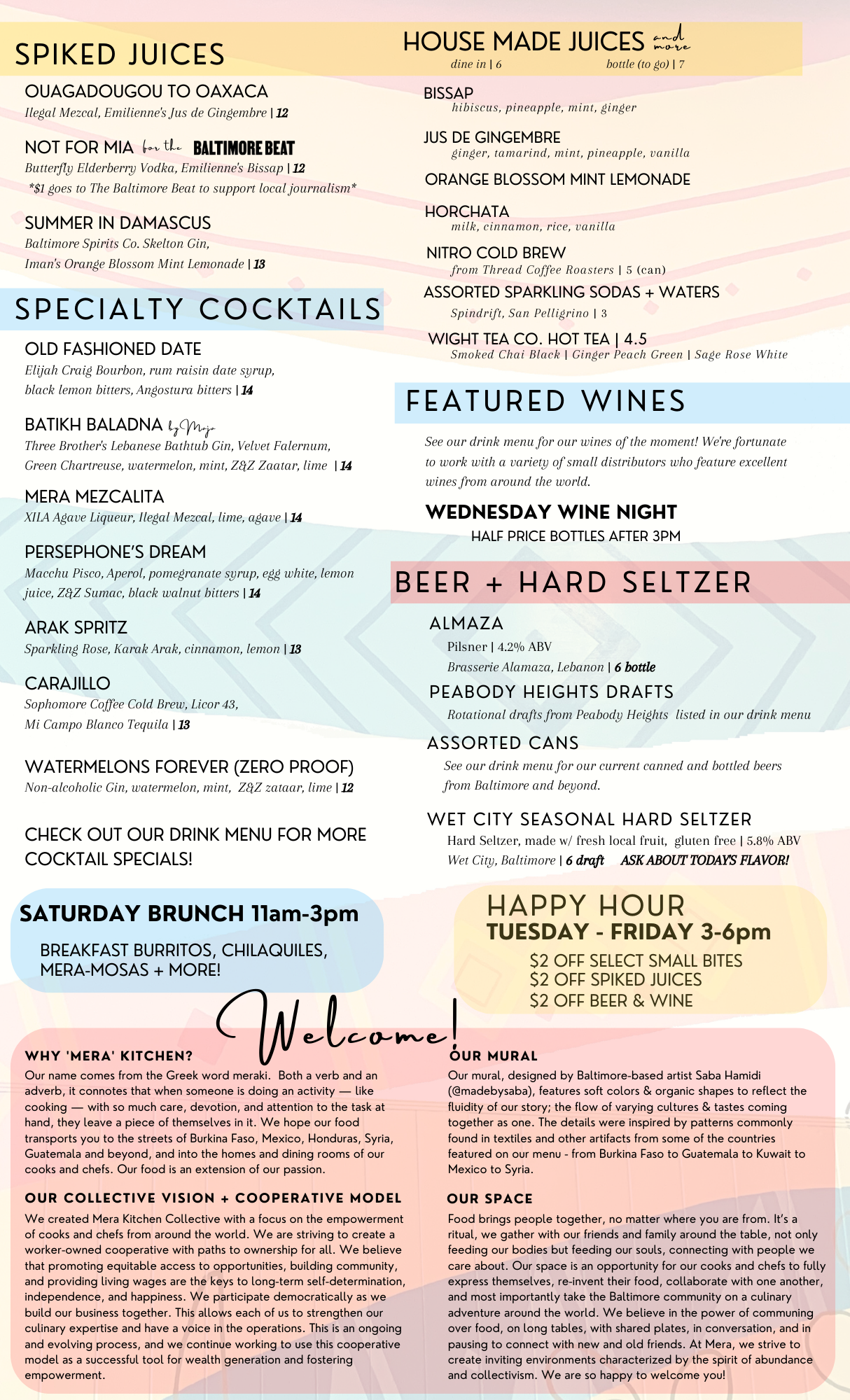Current Menu — Mera Kitchen Collective