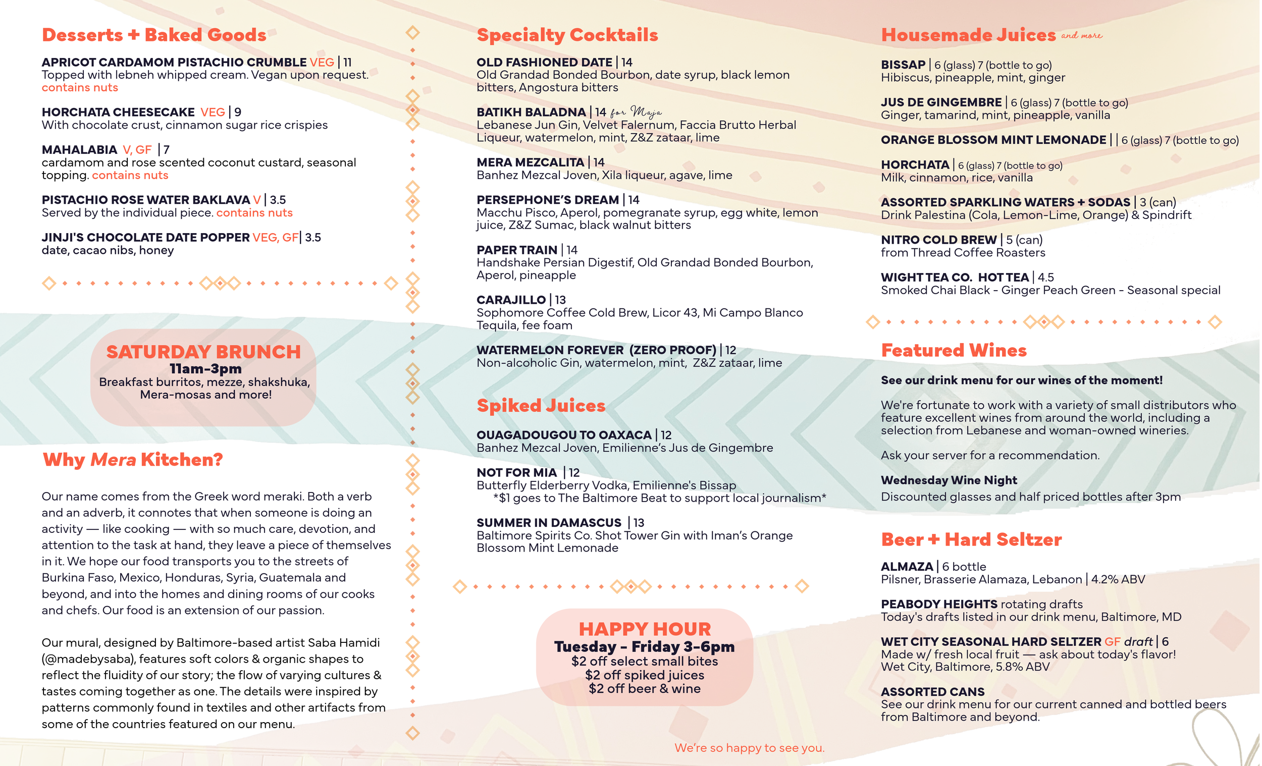 Current Menu — Mera Kitchen Collective