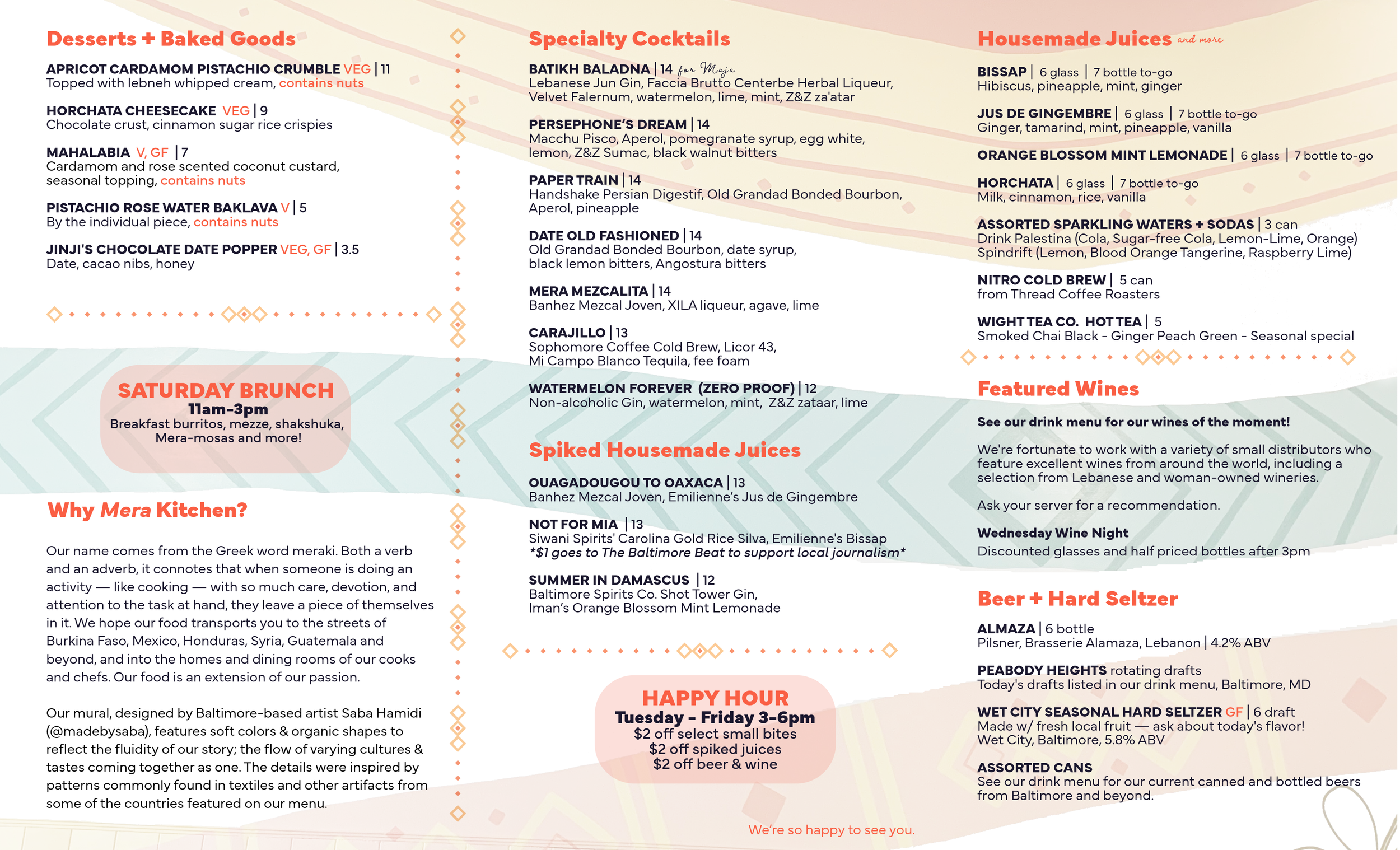 Current Menu — Mera Kitchen Collective