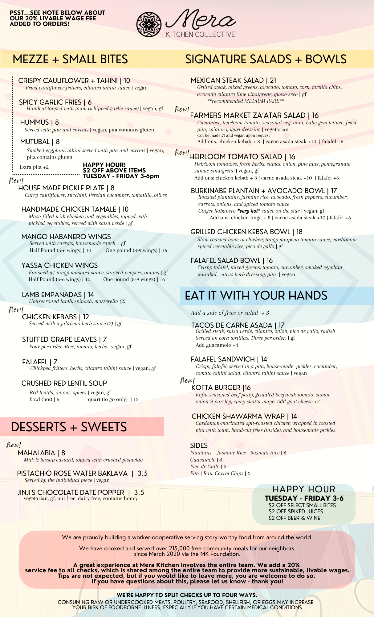 Current Menu — Mera Kitchen Collective