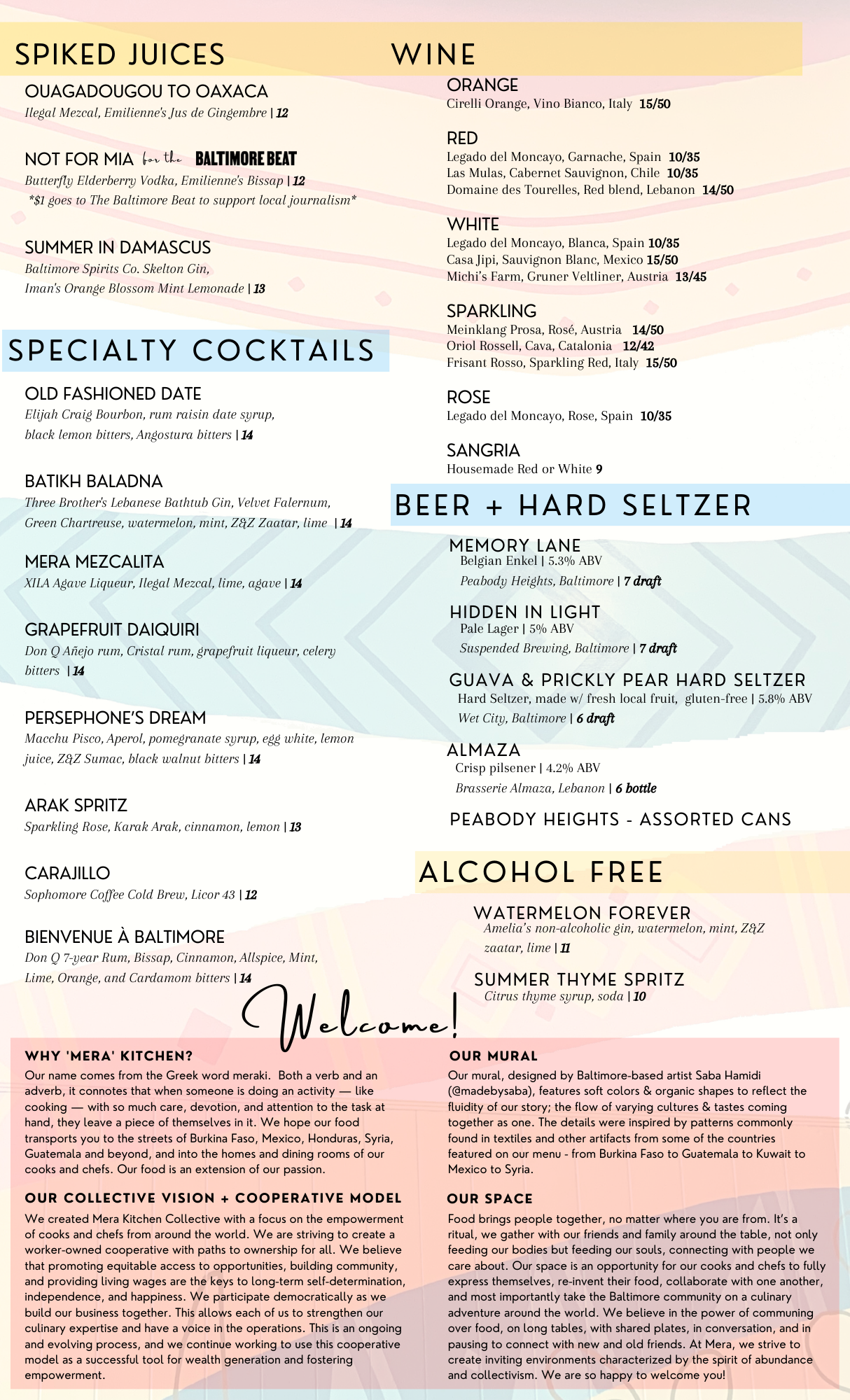 Current Menu — Mera Kitchen Collective