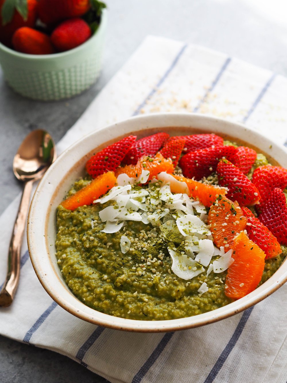 Matcha Coconut Toasted Oat Bran Bowl — Registered Dietitian Columbia SC ...