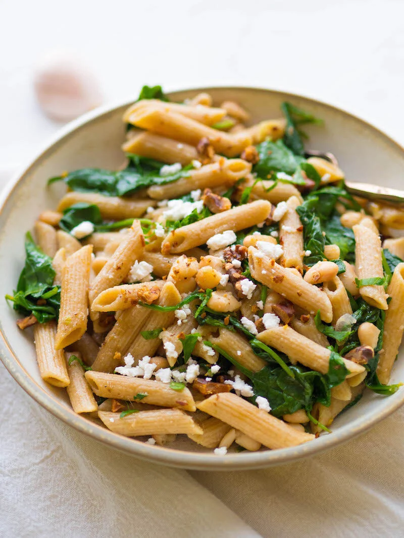 Garlicky Spinach and White Bean Pasta Recipe — Registered Dietitian ...