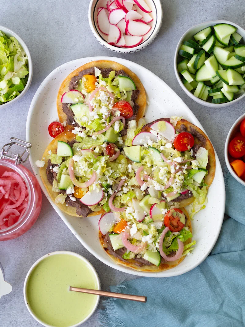Vegetarian Tostadas with Creamy Cilantro Sauce Recipe — Registered ...