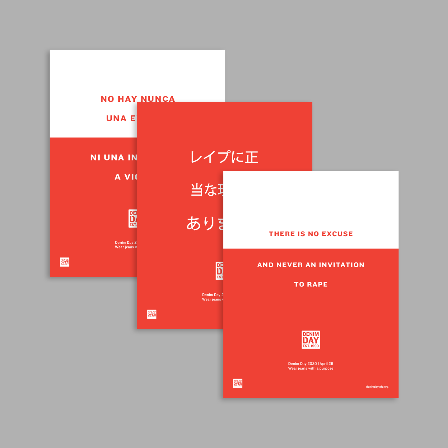 No Excuse Multi-language Poster Set — Peace Over Violence