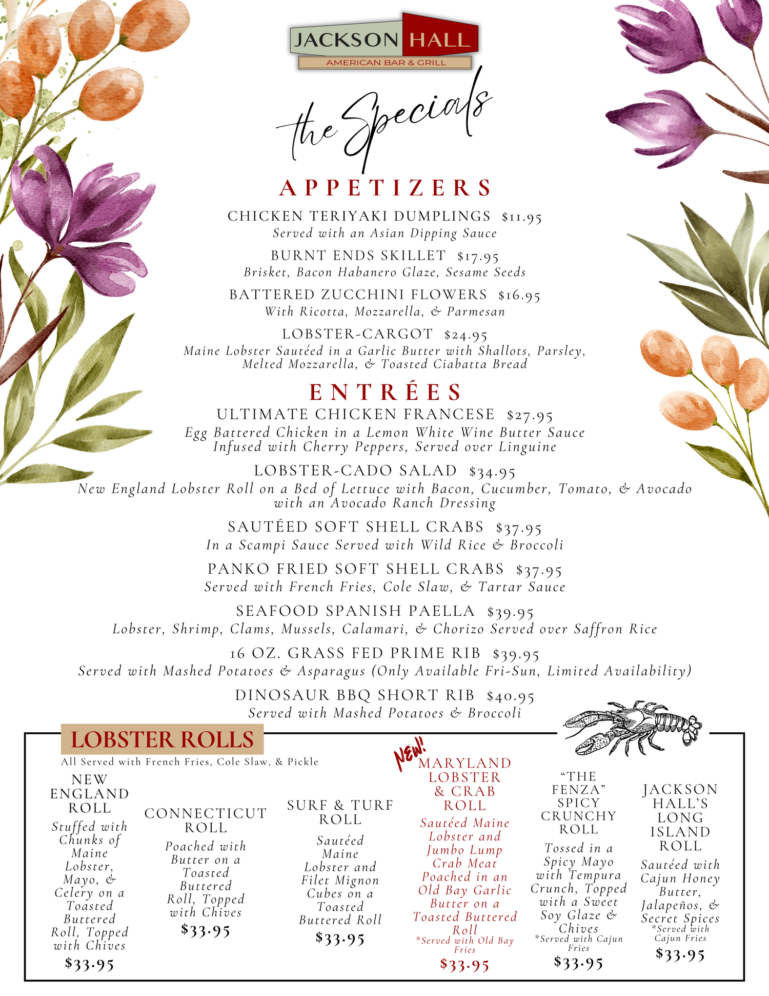 Specials — Jackson Hall American Bar & Grille