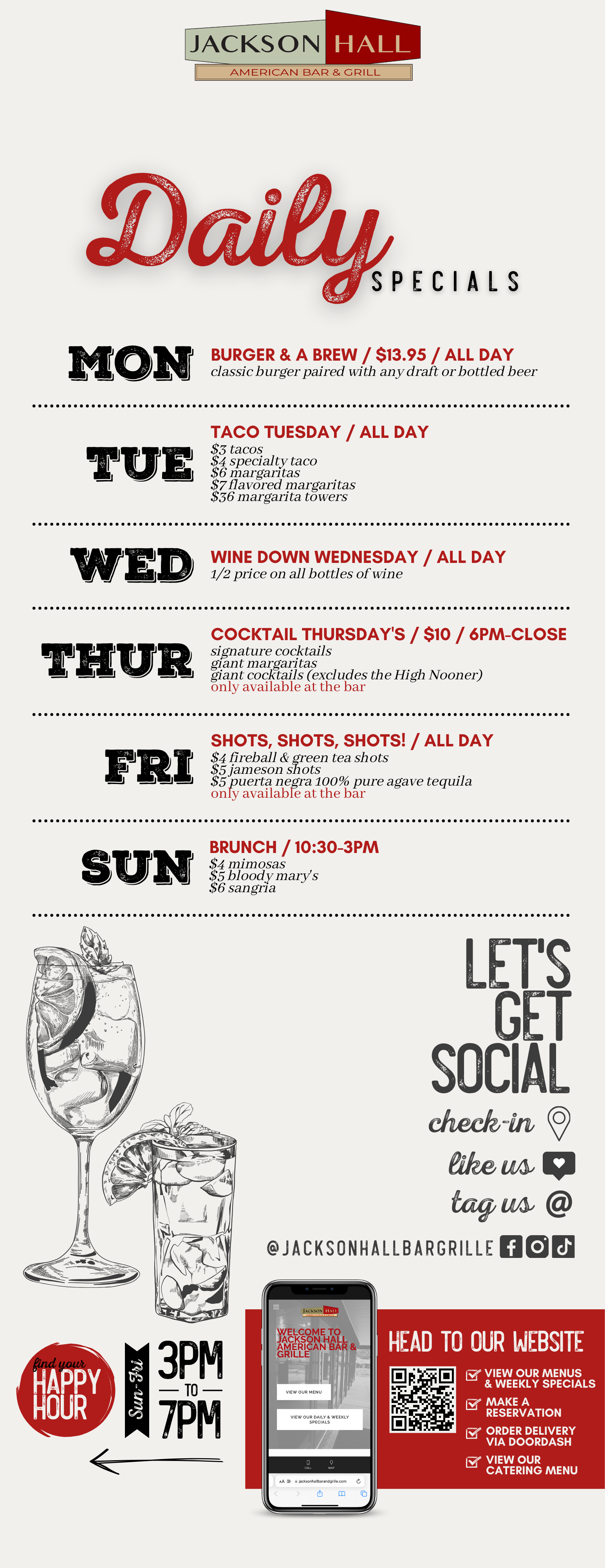 Specials — Jackson Hall American Bar & Grille