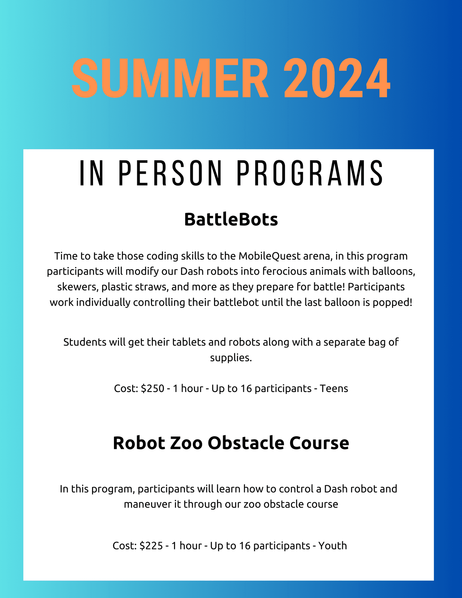Summer 2024 Traveling Programs — MobileQuest STEM Center