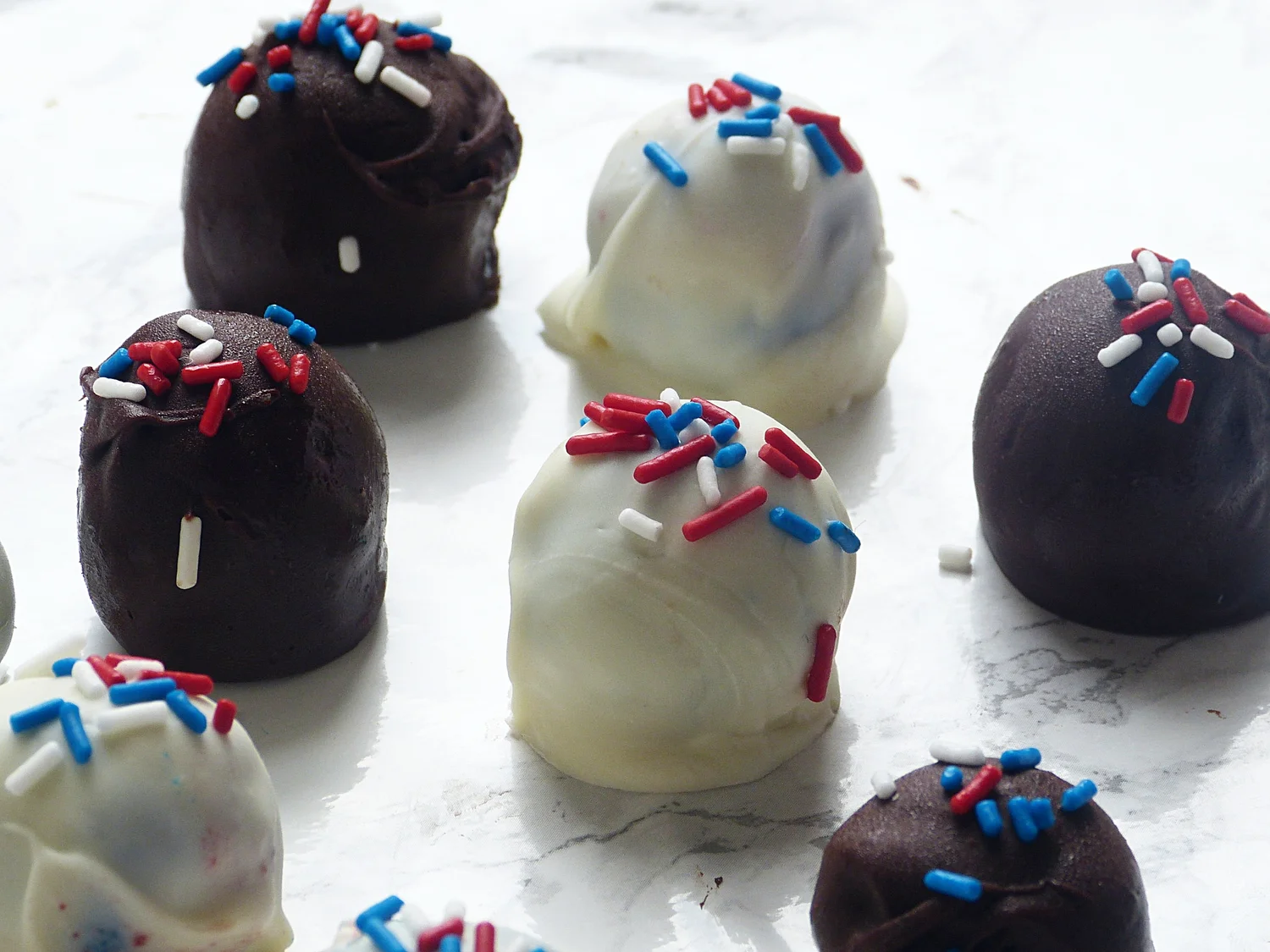 Flag Cake Balls — PINK, BLONDE + BAKING